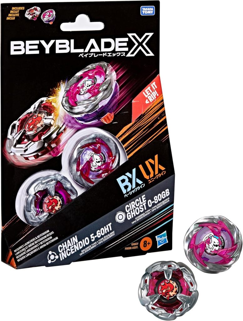 Beyblade X: Pack doble Circle Ghost 0-80GB UX y Chain Incendio 5-60HT ...